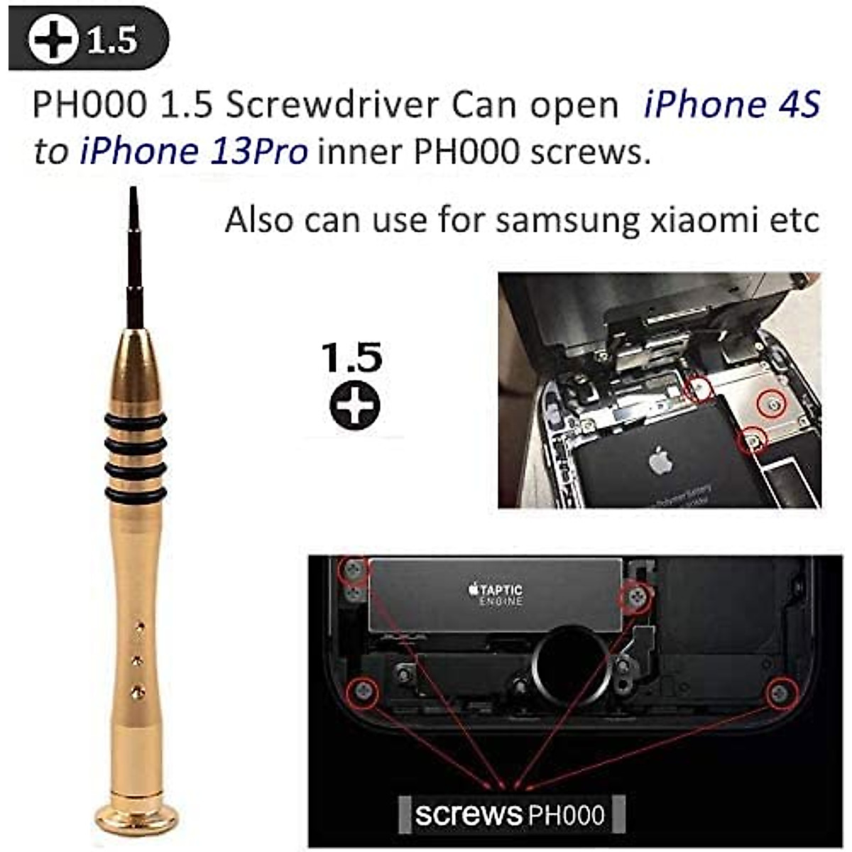 oGoDeal Screwdriver Set Kit for Apple iPhone 8 8 Plus 7 7 Plus 11 12 13 Pro Max Mini Screwdriver Set 1.5mm Phillips,0.8mm Star Pentalobe Screwdriver,Y 0.6mm Tri-point Triwing iPhone X Repair Tool Kit