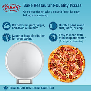 Crown Pizza Pans 14 inch, 2 Pack, Sturdy, Rust Free, Pure Aluminum, Made in Canada, 14" Pizza Plates