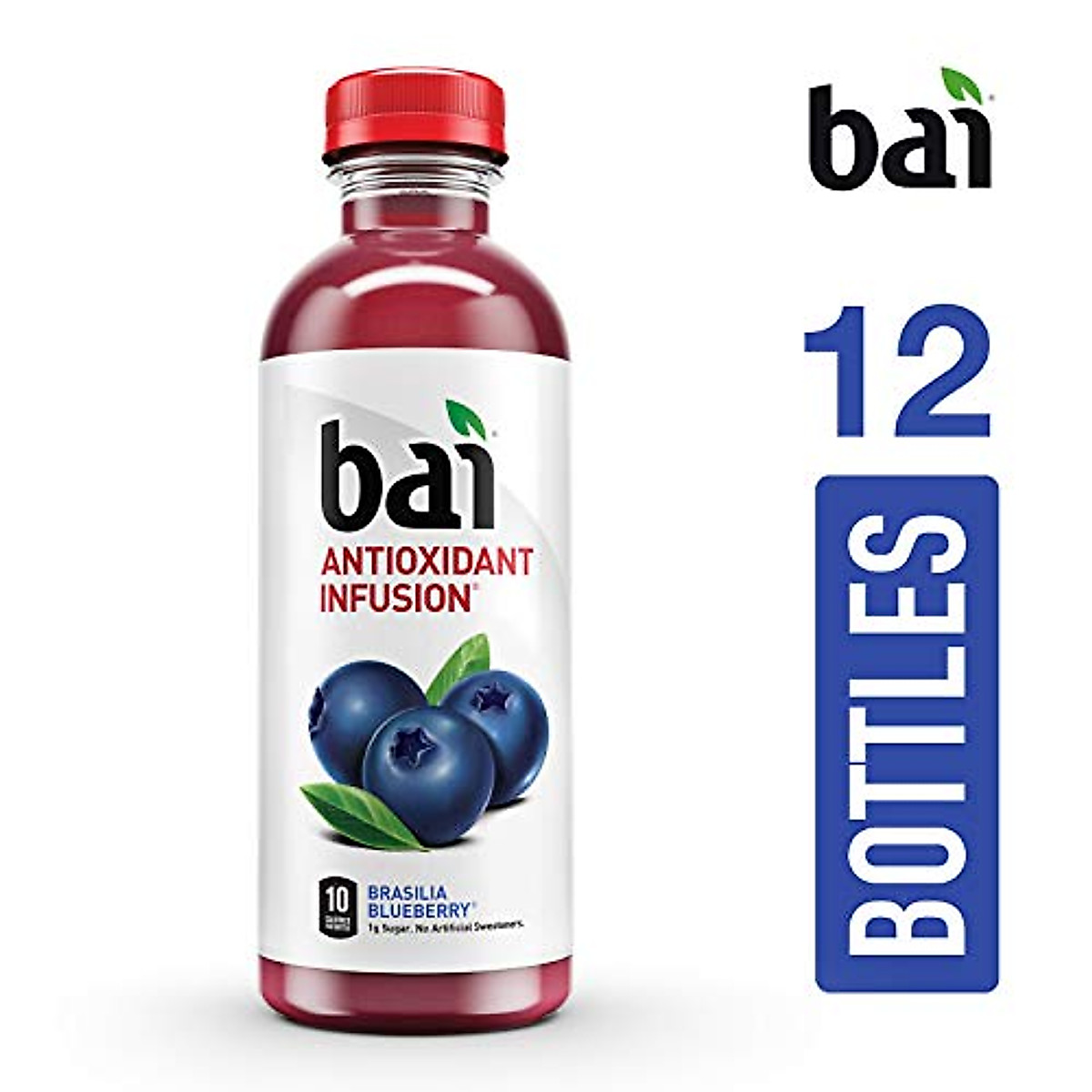 Bai Flavored Water, Brasilia Blueberry, Antioxidant Infused Drinks, 18 Fluid Ounce Bottles, 12 Count