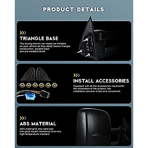 OCPTY Pair of Power Adjusted Heated Towing Side LED Turn Signal Manual Telescopic Tow Mirrors Fit for 2003 2004 2005 2006 2007 for Chevy for GMC Silverado Sierra (07 Classic Models)