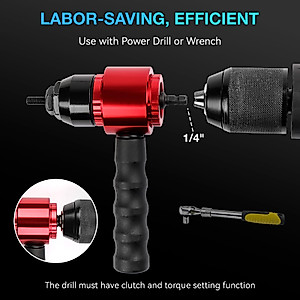 YUZES Rivet Nut Tool Rivet Nut Kit, Rivet Nut Gun Adapter Compatible with Cordless Drill & Ratchet Wrench, Newly Labor-Saving Rivnut Tool with 10 Mandrels & 50 Rivet Nuts, Rugged Carrying Case