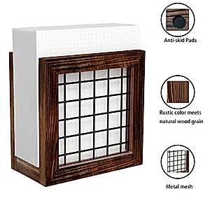 Napkin Holder for Table,Dorhors Farmhouse Napkin Holder,Wooden Napkin Holders for kitchen Counter,Dining Table(Rustic Brown)