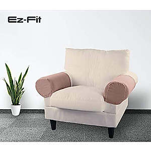 2 Pc Anti-Slip Spandex Stretch Fabric Sofa Armrest Cover Set Recliner,Armchair,Couch Armrest Protector for Upholstered Furniture Fitted Jacquard Design Material |Strapless with Free PINS (Rose Dawn)