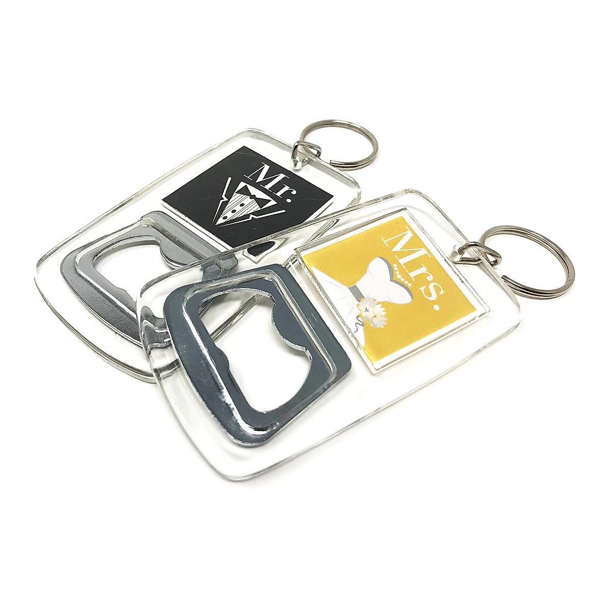 Forum Novelties Mrs Wedding Bottle Opener Key Rings-Bride and Groom Engagement Gift for Couples-2 Pieces, Standard