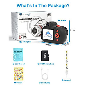 Wininmeta Kids Camera, Digital Video Camera for Kids, Birthday Gift for 3 4 5 6 7 8 9 Year Old Boys Girls, Toddler Children Photographic Toys with 32GB SD Card (Black)