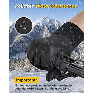 FEWTUR Winter Hiking Gloves for Men Women Cold Weather - Thermal Warm Gloves with Touchscreen Finger for Running Biking