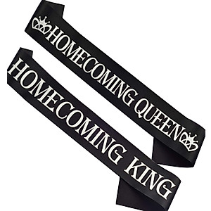 MEANT2TOBE Prom Sash and Crown for Girls and Boys - Fabulous Party Set: Glitter Sash + Rhinestone Silver Premium Metal Tiara for Her and Him, Prom Present for Graduation Party