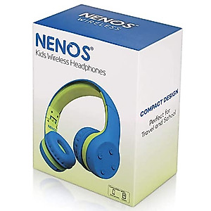 Nenos Bluetooth Kids Headphones Wireless Kids Headphones 93dB Limited Volume Wireless Headphones for Kids Boys Girls School Headphones Classroom (Blue L)
