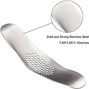 Fu Store Garlic Press 304 Stainless Steel Garlic Rocker Mincer Bonus Food Grade with Silicone Peeler Garlic (Color Random)