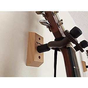 Top Stage JX15NA-Q2 Guitar Wall Mount Hanger 2-Pack, Guitar Hanger Wall Hook Holder Stand for Bass Electric Acoustic Guitar Ukulele, Natural (Pack of 2)