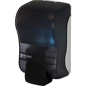 San Jamar Rely Manual Soap Dispenser, Hand Sanitizer Dispenser with Universal Compatibility for Home, Bathroom, Kitchen, Restrooms, Restaurants, Plastic, 900 Ml, Black Pearl