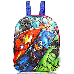 Marvel Avengers Mini Backpack with Lunch Box Set - Bundle with 11" Avengers Backpack, Marvel Lunch Bag, Water Bottle, Stickers, More | Avengers Backpack for Toddlers