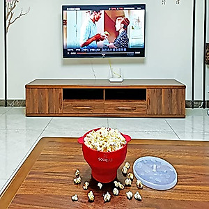 The orignal SOUQLAB silicone popcorn maker with lid, BPA Free, Microwave popocorn popper and dish washer safe