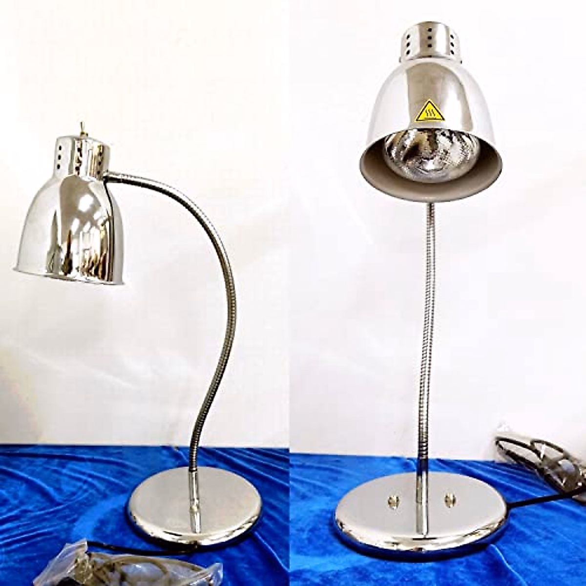 KOUWO Commercial Food Heat Lamp with Bulb Fried Food Warming Lamps Hot Food Warmer Lights for Buffet Bar Parties Catering (Silver(Single Head))