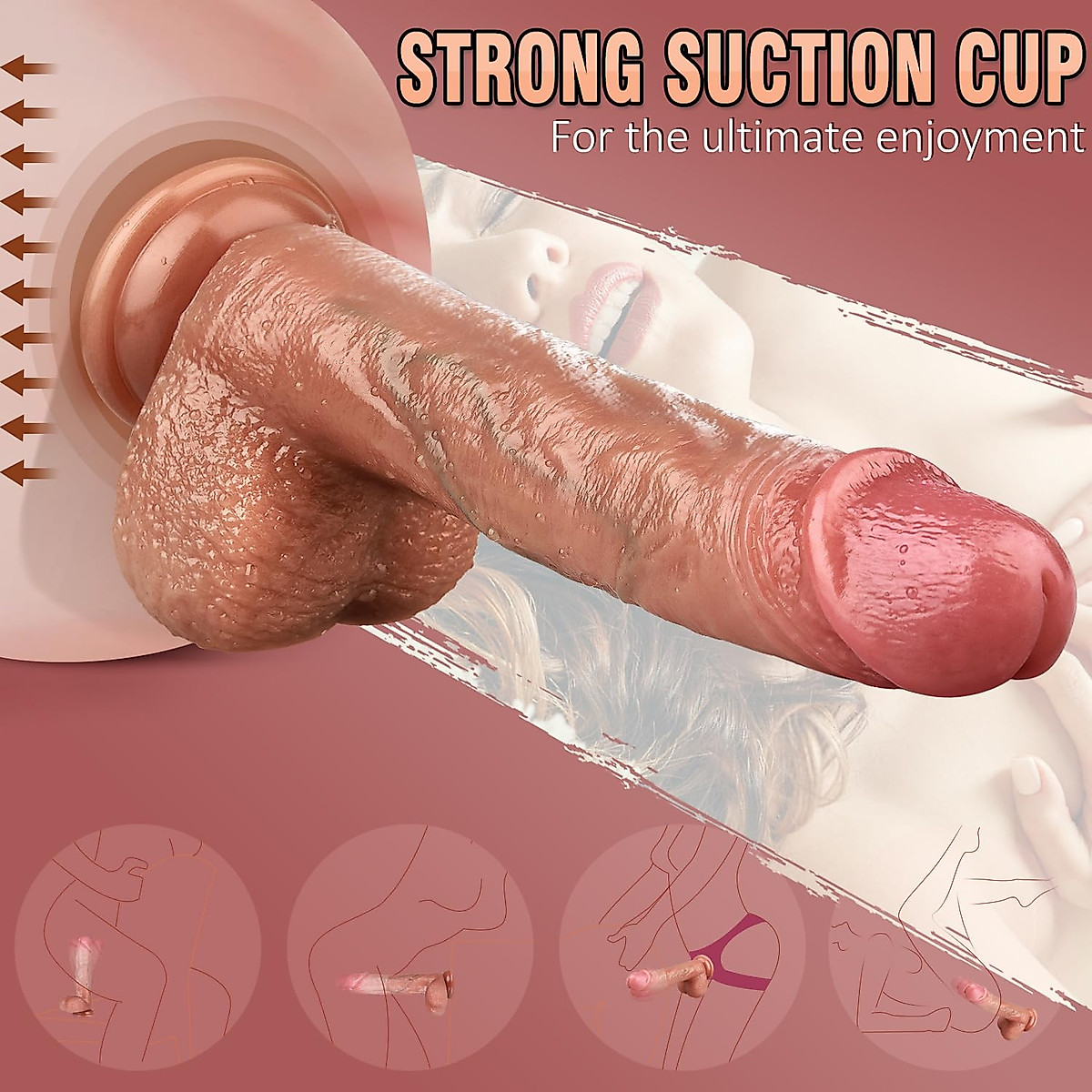 Thrusting Dildo Vibrator Sex Toys for Women, 4 in 1 Heated Realistic Dildos with 360° Rotation for Clit G Spot Anal Stimulation, 8.7" Thick Silicone Telescopic Dildos Adult Toys for Couple Lesbian