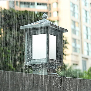 Codlyn Solar Fence Column Light Gate Pillar Waterproof Stigma Lamp Outdoor Garden Post Cap Light Garden Villa Railing Lawn Lamp Aluminum Decoration Lighting Fixtures, Black