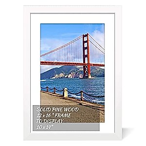 POUYCIW 12x16 inch Wood Picture Frame for Wall Hanging Square Photo Frames with Mats 10x14 inch Pictures for Baby Scan,Poster,Decoration,Anniversary,Wedding,Christmas,Diamond Painting(White)