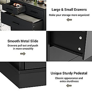 EPHEX Tall Dresser with 7 Drawers for Bedroom, Storage Tower Clothes Organizer, White Chest of Sturdy Pedestal, 27.6'' W x 15.8'' D 44.1'' H Black