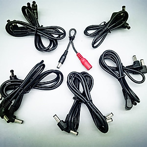 SOLUTEK Guitar Pedal Power Cable for Pedal Board Center Standard Negative Polarity (Right Angles and a Reversed, 24")