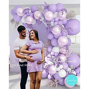 Soonlyn Purple Balloon Arch Kit 12ft 12In Lavender Butterfly Balloon Arch Garland Kit 12pcs Butterfly Stickers Female Gift for Birthday,Wedding,Bridal Shower