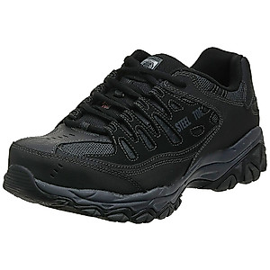 Skechers Men's Cankton Steel Toe Industrial Shoe, Black/Charcoal, 10.5 Wide