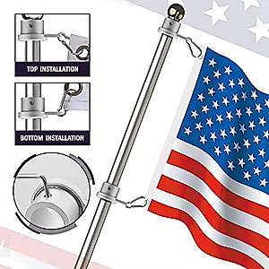 Loretoy Flagpole Ring Set with Bearings, Aluminum Alloy Flag Pole Rings, 360°Rotating Flag Mounting Ring, Spinning Flag Pole Clips Kit with Carabiner for 0.75-1.0 Inch Diameter Flagpole|Silver-2 Pack