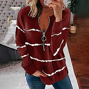 Long Sleeve Shirts for Women Pack,Oversized Sweatshirt for Women Trendy Graphic V Neck Work Fleece Long Sleeve Hoodies Cute Happy Sweatshirts Plaid Christmas Sweaters for Women Wine