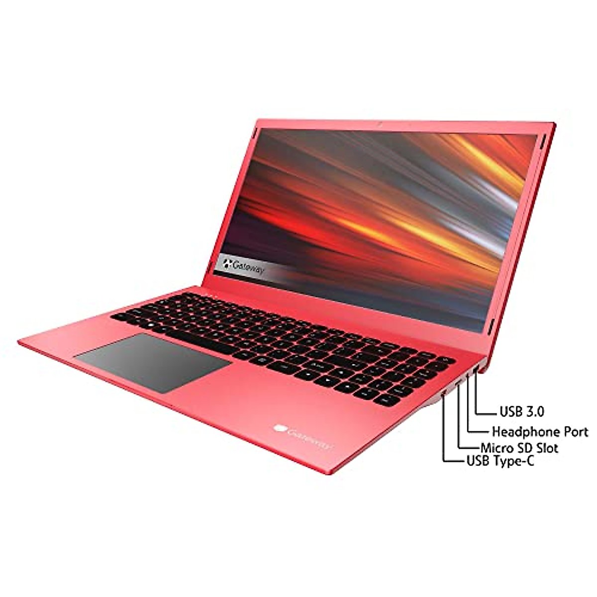 Gateway 15.6 FHD Ultra Slim Notebook in Red Intel Quad Core up to 3.1Ghz 4GB DDR4 128GB SSD Tuned by THX Audio HDMI Cortana Webcam Windows 11 (Renewed)