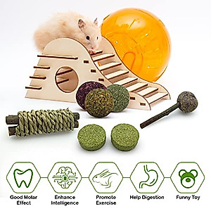 Rabbit Toys Guinea Pig Toys Bunny Toys 23PCS, Rabbit Chew Toys for Teeth Care, Natural No Strong Smell Timothy Hay Sticks Chew Treats and Balls for Bunny, Rabbit, Guinea Pig, Chinchilla, Hamster