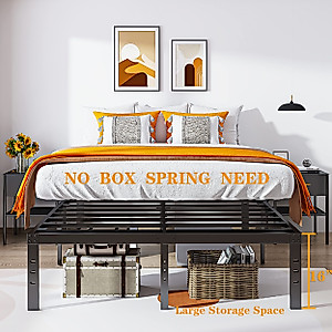 COMASACH Full Size Bed Frame 16 Inch Tall Heavy Duty Metal Platform Bed Frame, Sturdy Steel Frame,Support up to 3500lbs,No Box Spring Needed,Noise-Free,Easy Assembly