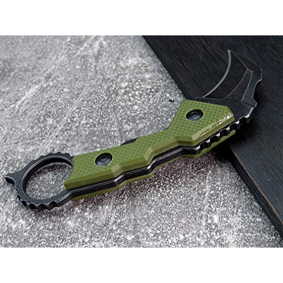 Ccanku C1695 Fixed Blade Knife, D2 Steel G10 Handle Outdoor Survival EDC Knife for Outdoor Survival,Fixed Blade Claw Knife with K Sheath (Army green)