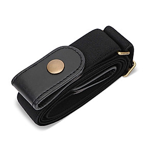 SUOSDEY No Buckle Elastic Stretch Belts for Men and Women Black, Invisible Belts for Jeans Pants, Size S