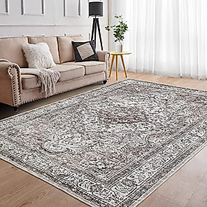 Fashionwu Area Rug 5x7 Rug for Bedroom Machine Washable Rug Aesthetic Rug Non-Shedding Anti-Slip Rug Carpet Office Rug Patio Rug Dining Room Rug 5 x 7 Large Rug, Grey
