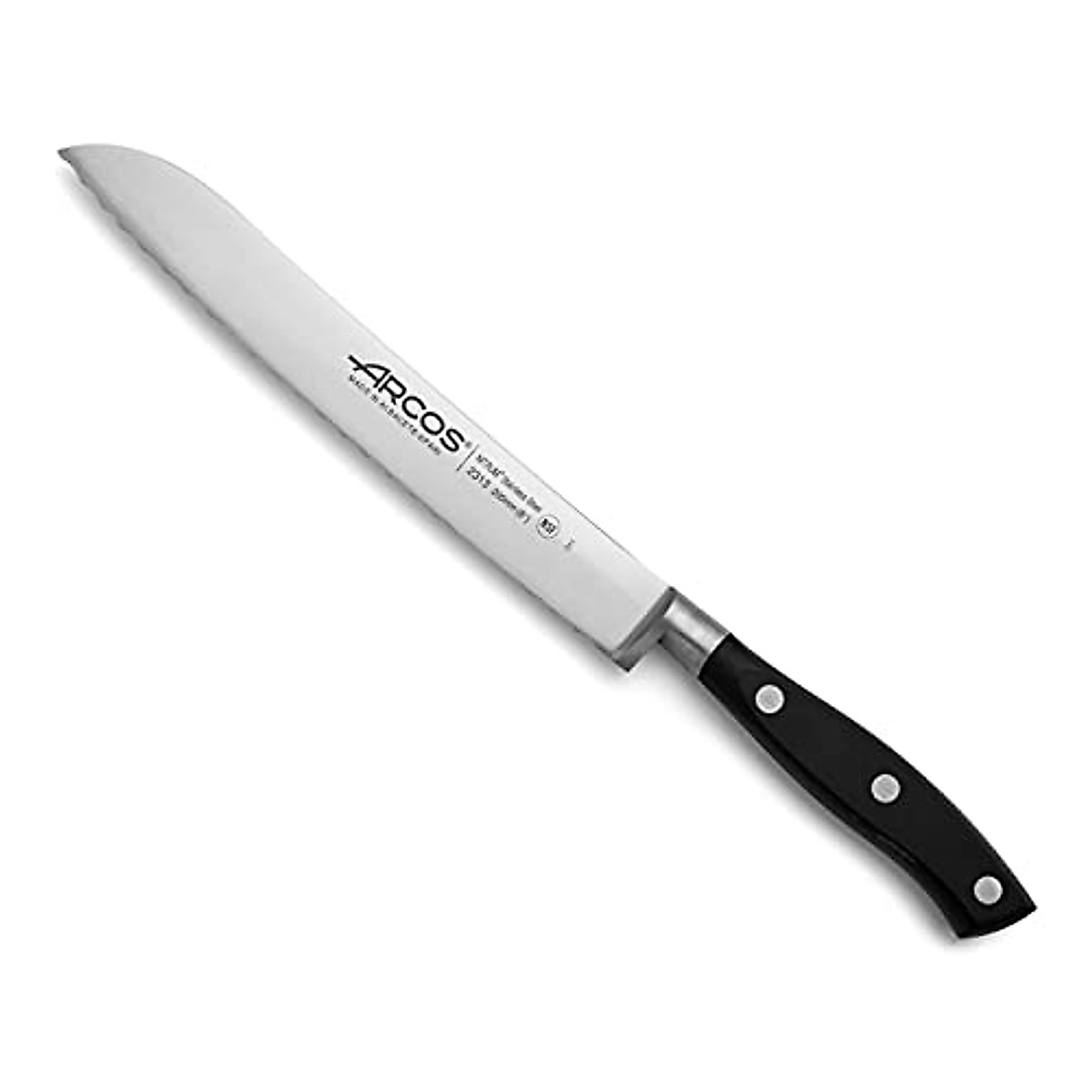 ARCOS Forged Block Knife Set 6 piece Nitrum Stainless Steel. 4055 gr. Multi-use Cooking Knife for Cutting Meat and Vegetables. Ergonomic Polyoxymethylene POM Handle. Series Riviera. Color Black.