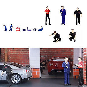 Colcolo 12 Pieces Hand Painted 1/64 Repairman Figure and Tools Model Scene Train Railway Micro Landscape Desktop Ornament