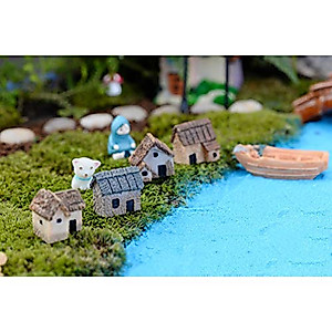Veemoon 4 pcs Fairy Garden Mini House Miniature Fairy Garden DIY Artificial Gardening Micro Landscape Accessories for Succulent Planting Terrarium Bonsai Random Style