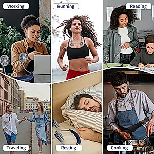 HUIQIMEI Portable Neck Fan Rechargeable Cooling Neck Fan Detachable Electric Personal Fans Independent Switch Control Long Battery Life for Travel Office Household Outdoor Sports (Blue)