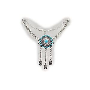 Women Western Fashion Jewelry Boot Bracelet Silver Metal Chain Shoe Anklet Turquoise Blue Beads Flower