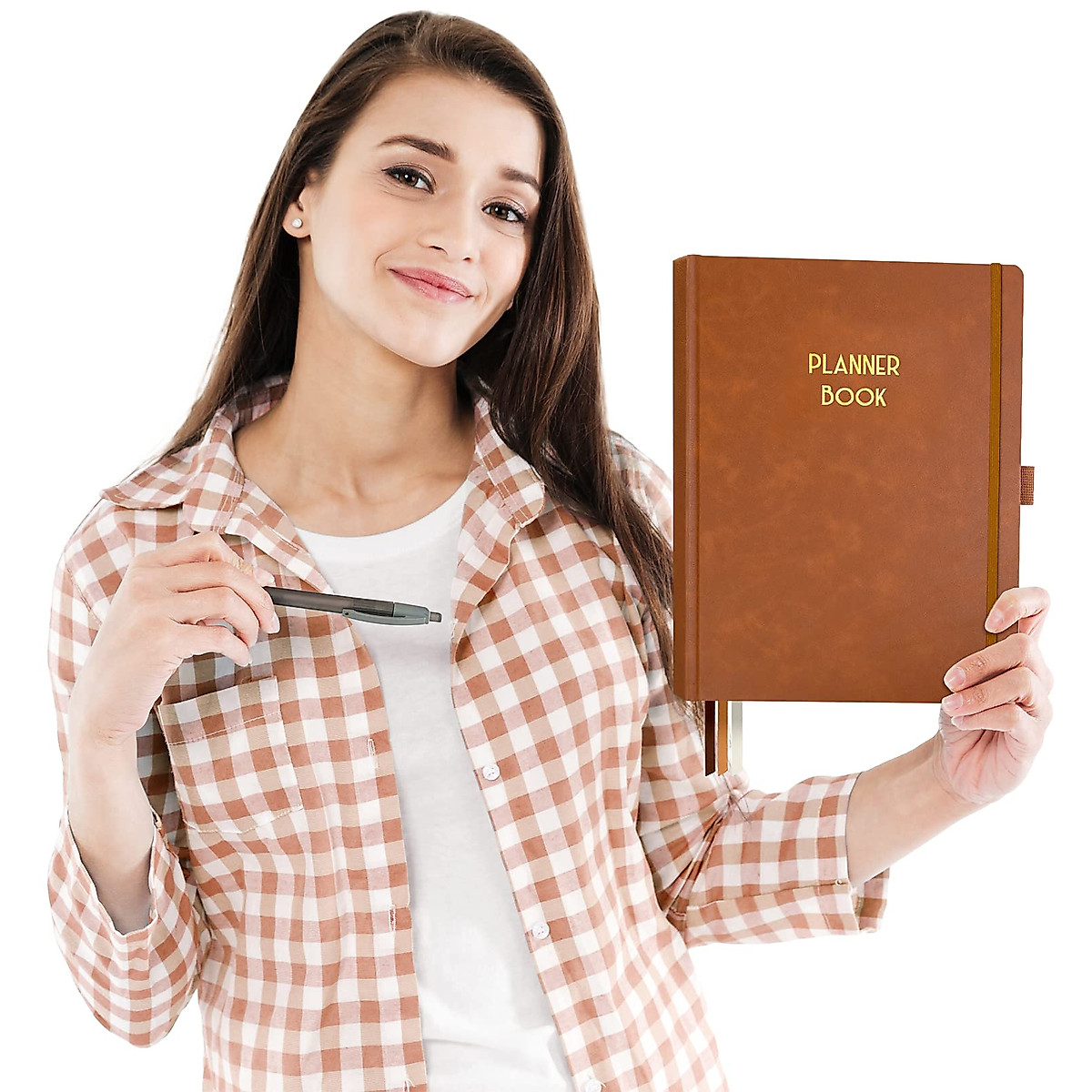 Dunwell Large Undated 2023 Planner Hardcover - 8.5x11” Blank Planner Book, Faux Leather Cover, Agenda with No Date, Weekly-Monthly Goal Setting Section, Lined Daily Blocks, Ribbon Bookmarks