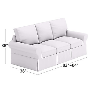 Dense Cotton Sleeper Cover. It Fits Pottery Barn PB Basic Three Seat Sleeper Sofa Bed. A Quality 3 Seater Sofa Bed Slipcover (White Durable)