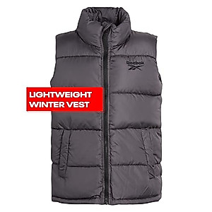 Reebok Boys Puffer Vest - Kids Lightweight Quilted Full Zip Vest - Outerwear Sleeveless Jacket for Boys (8-20), Size 8, Charcoal