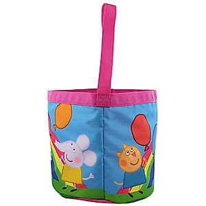 Peppa Pig Girls Collapsible Nylon Bucket Toy Storage Gift Tote Bag (One Size, Multicolor)