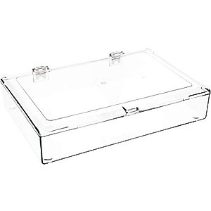Pioneer Plastics 600C Clear Rectangular Plastic Hinged Container, 9.5" W x 6.25" D x 1.5625" H