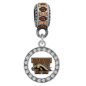 Western Michigan University Crystal Charm Fits Most Bracelet Lines Including Pandora, Cham ilia, Troll, Biagi, Zable, Kera, Personality, and More …