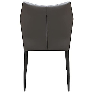 Nova Lifestyle Milo 4-Pack Dining Chairs in Grey Diamond Tufted Leatherette with Black Powder Coat Legs