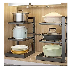 Pot and Pan Organizer for under Cabinet Baking Pan Organizer Rack Pot Rack Pot Organizer Pot and Pan Rack Pan Storage Pot Lid Pan Holder under Sink For Kitchen Organization (3 Tier)