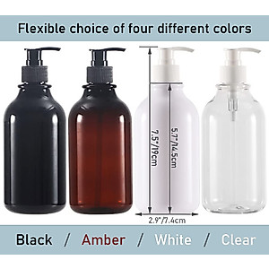 3 Pack of Shampoo and Conditioner Bottles - Apothecary Dispenser Bottle for Bathroom and Kitchen, Refillable Shampoo Bottles for Shampoo Lotion Oil Shower Soap Hand Soap and Dish Soap (Clear)