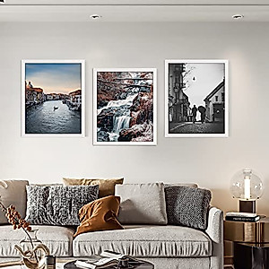 DABLUE 16x20 Picture Frame White Solid Wood Frame 16 by 20 Poster Frame for Horizontal and Vertical Wall Mounting,3 Pack 20x16 Photo Frame