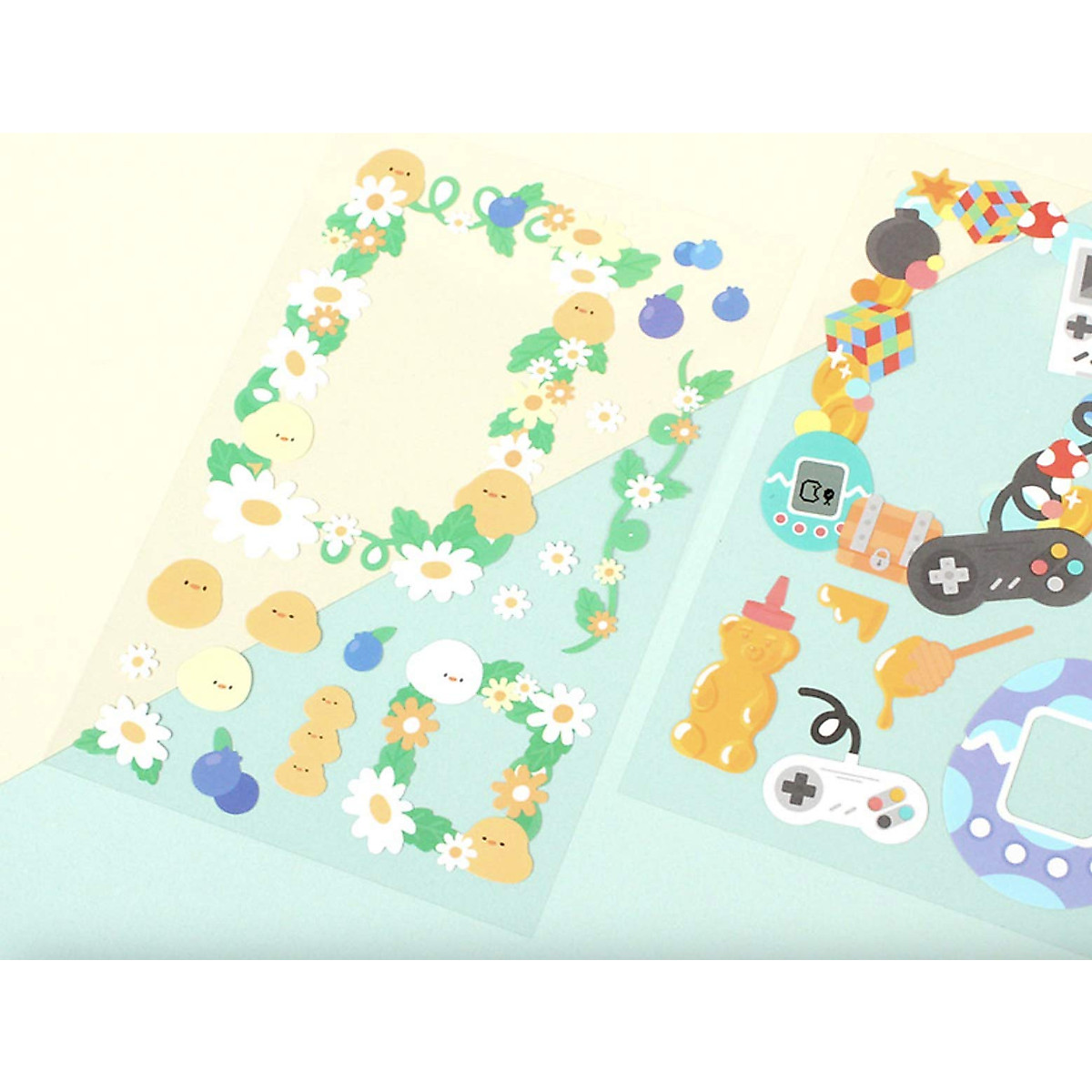 Cute Essential Kawaii Aesthetic Stationery Sticker Pack - 8 Sheets (258+ Stickers) - for Planners, journals, scrapbooks, Gifts, Kpop photocards, polocos, Frame, Removable, Confetti, Flowers, Bubble