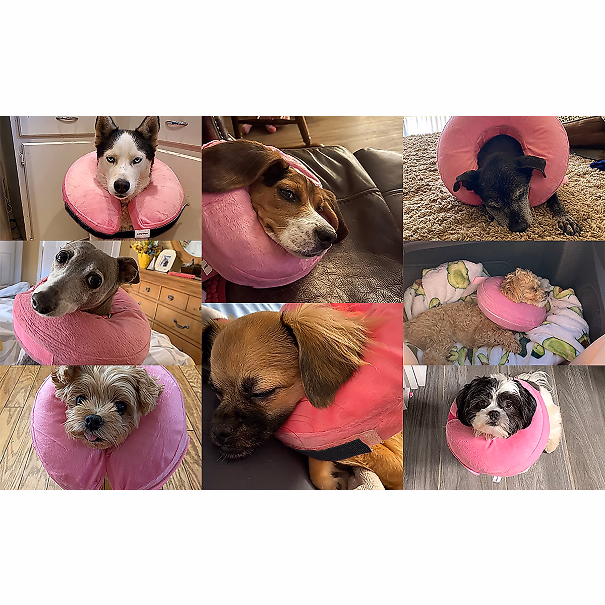 Protective Inflatable Collar for Dogs, Soft Inflatable Dog Neck Donut Collar Alternative After Surgery, Blow Up Dog Collar E Collar Substitute (Medium, Pink)